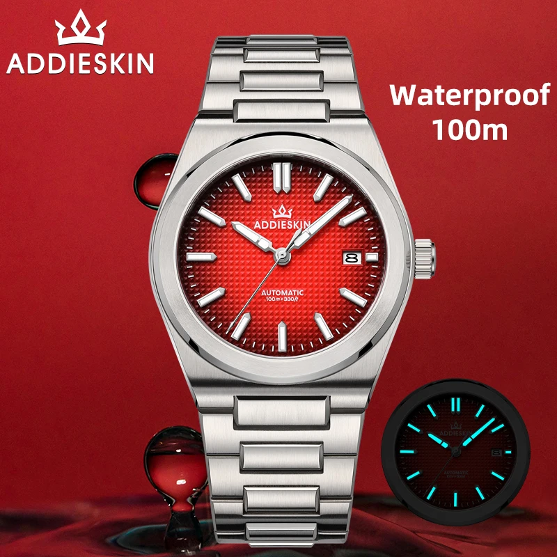 AddiesKin New 39mm Red Dial Automatic Watch 9015 See-through Caseback ...