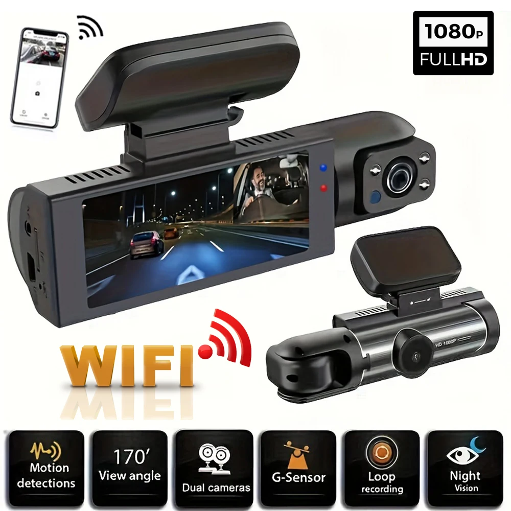 1080P-WIFI-Dual-Kamera-Dashcam-f-r-Autos-vorne-und-innen-Autokamera-mit ...