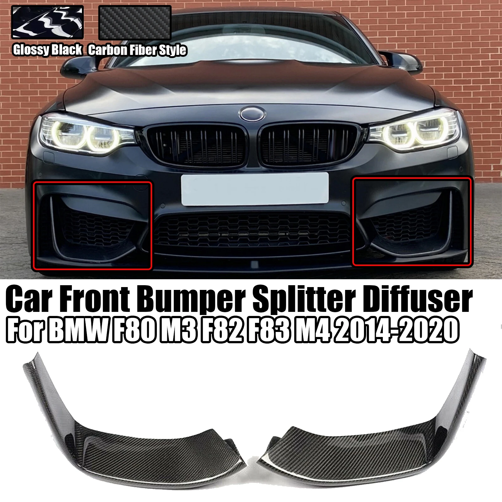 2-Pcs-Car-Front-Bumper-Splitter-Lip-Diffuser-Body-Kit-For-BMW-F80-M3 ...
