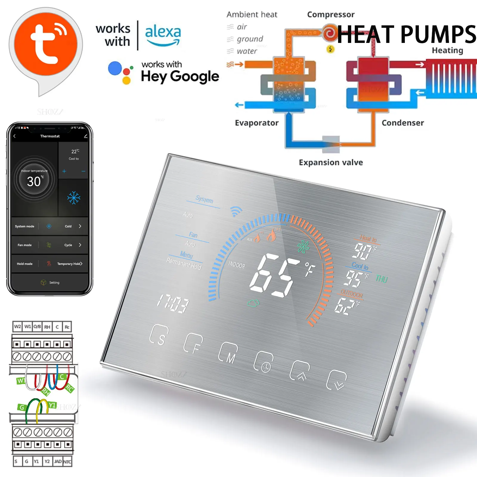 Termostato-Tuya-WiFi-programmabile-per-pompa-di-calore-compatibile-con ...