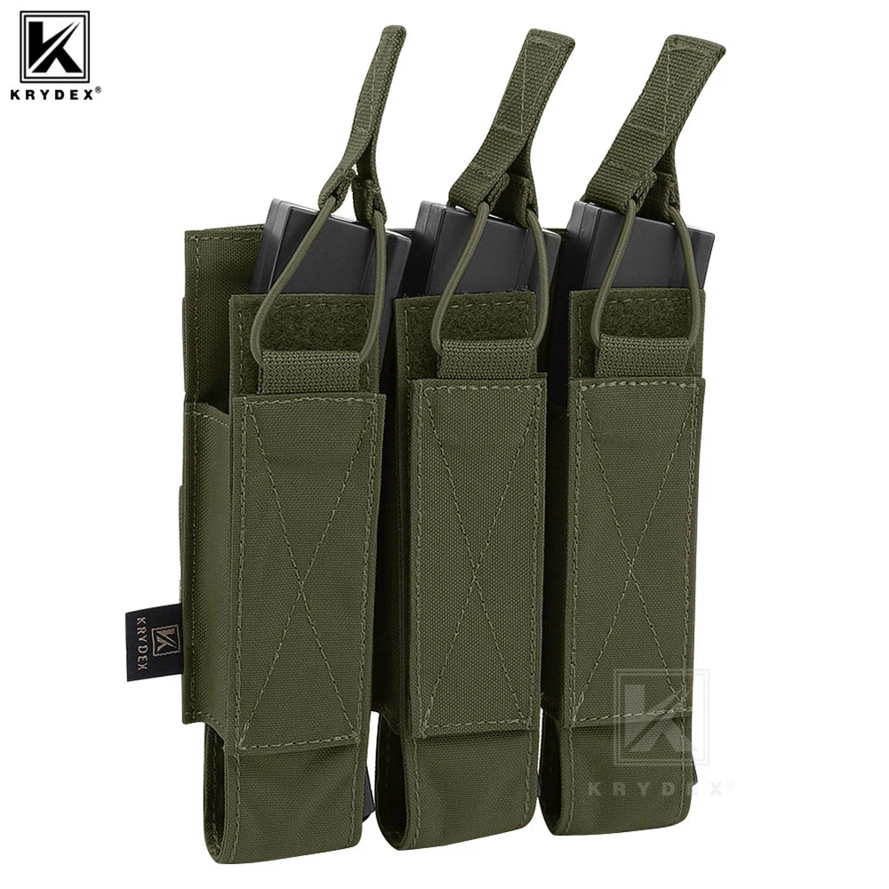 KRYDEX Tactical Modular Triple Mag Pouch MOLLE Open-Top SMG Magazines ...