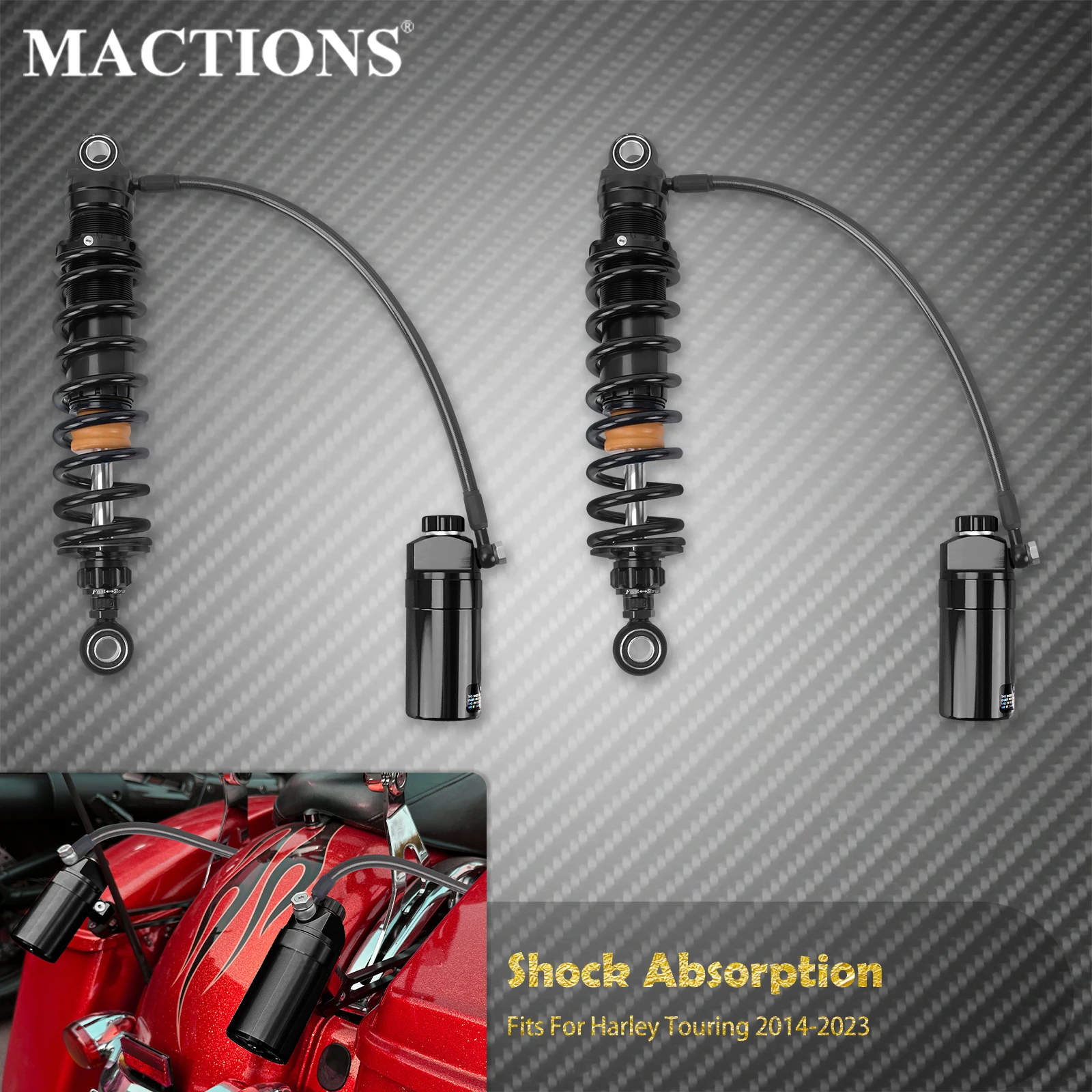 Motorcycle Remote Reservoir Rear Shocks Absorbers Suspension For Harley ...