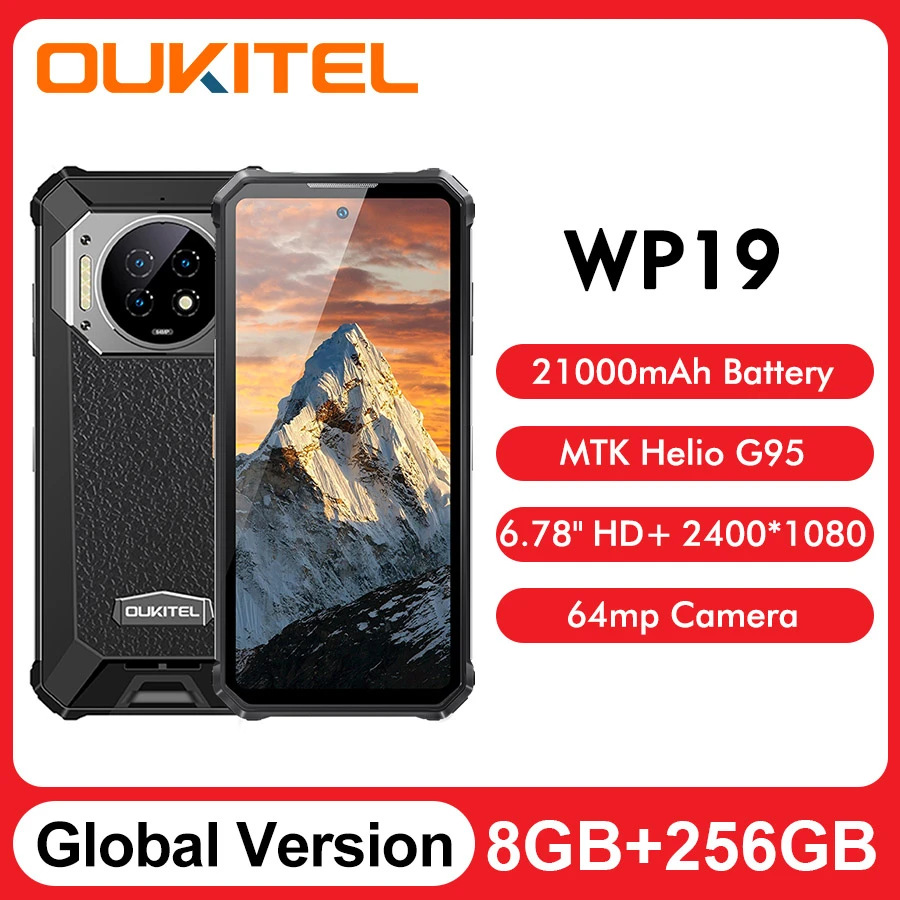 Global Version Oukitel Wp19 Rugged Smartphone 21000mah 8g +256g Mobile Phone Night Vision 64m ...
