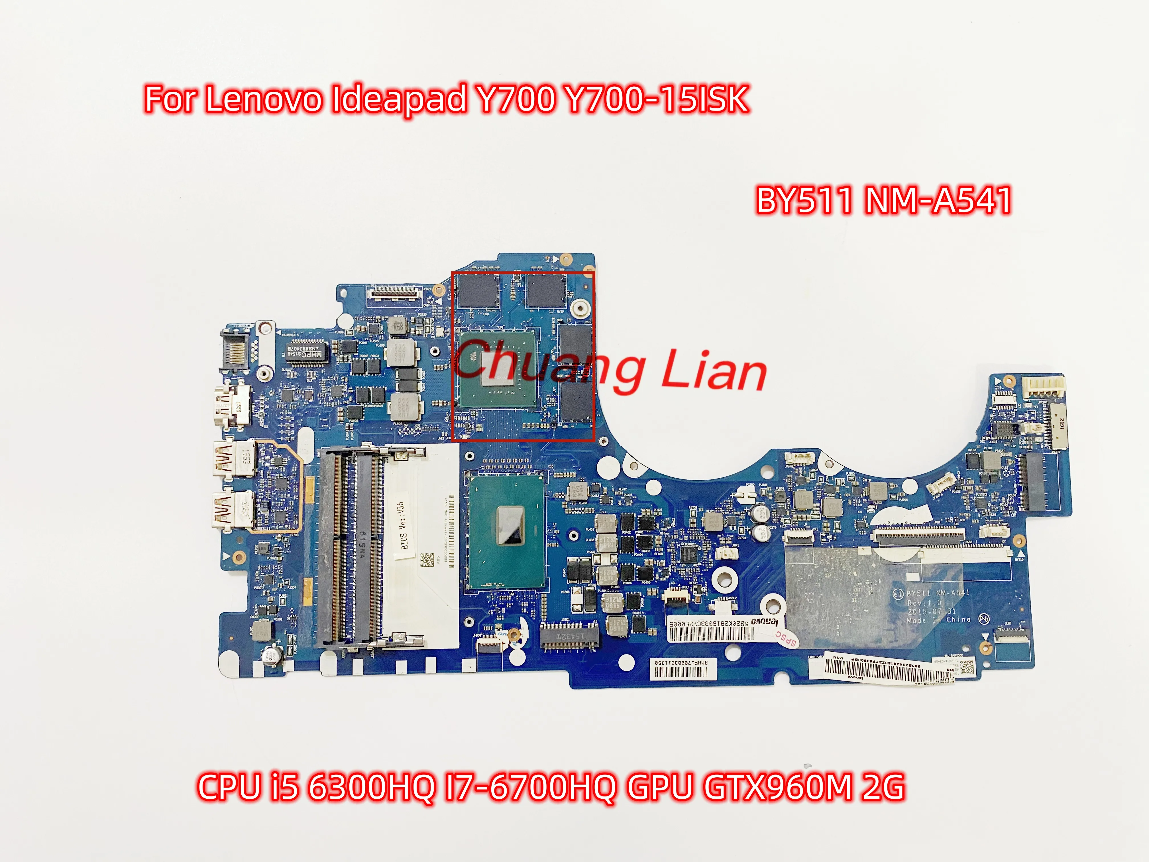Placa base BY511 NM A541 para portátil Lenovo Ideapad Y700, placa base con CPU i5 6300HQ Y700 ...
