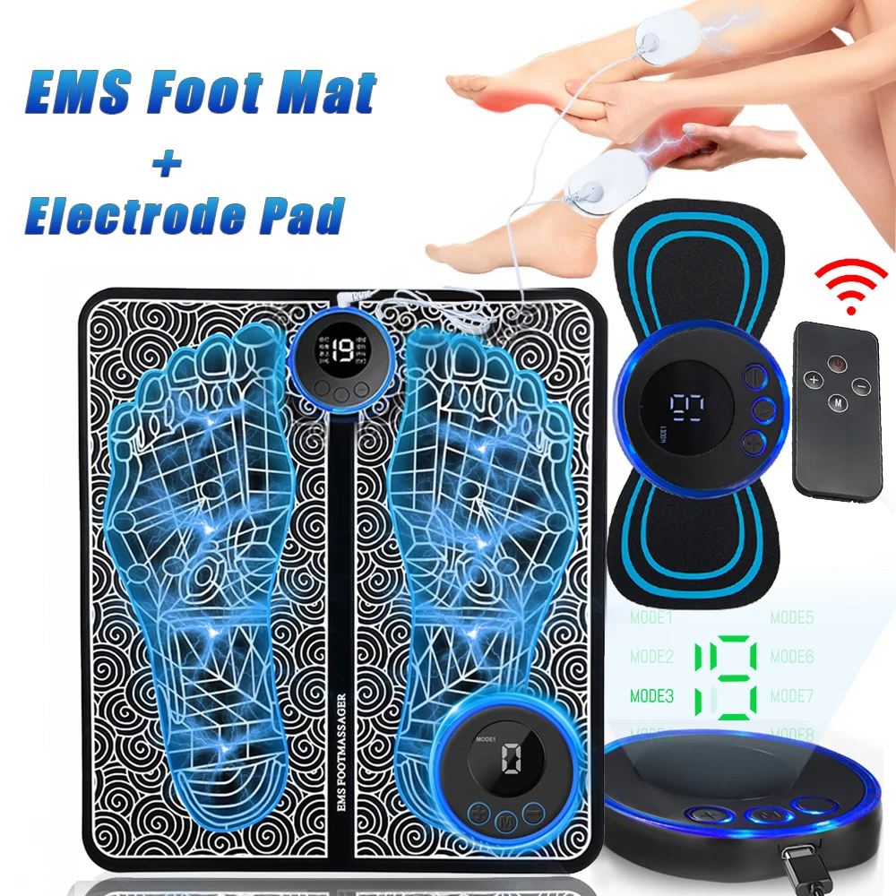 EMS Foot Massager Pad Portable Foldable Massage Mat Pulse Muscle ...