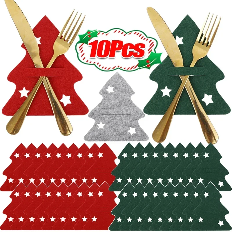 10-1PCS-Christmas-Tree-Cutlery-Knife-Fork-Covers-Table-Decor-Xmas ...