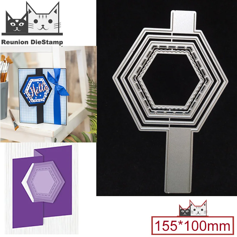 Reunion 3D Folds Swing Card Hexagon Craft Metal Cutting Dies Cut Die ...