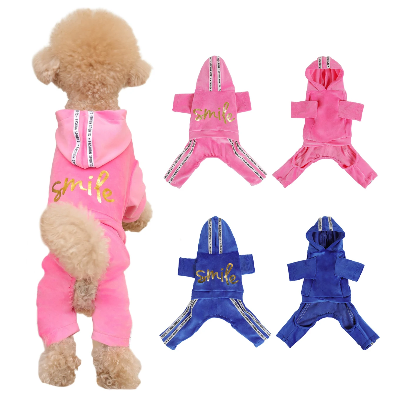 Combinaison en velours doux pour chien, pyjama pour chiot, avec capuche ...