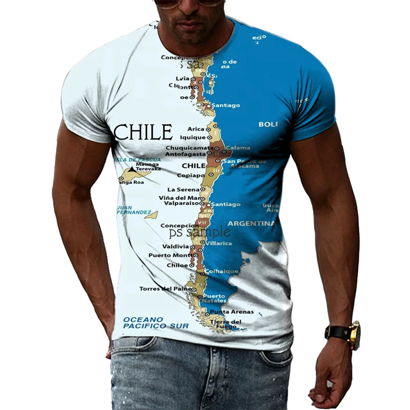 Beautiful Country Chile Men T shirts Sumemr Fashion Casual 3D Printed ...