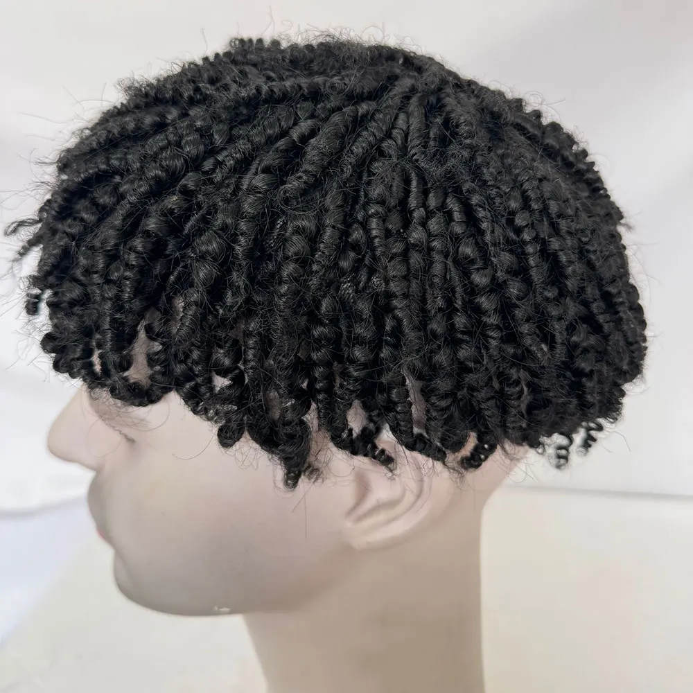 8mm Afro Curl Twist Crochet Braids Hair for Black Men Toupee 100% Human ...