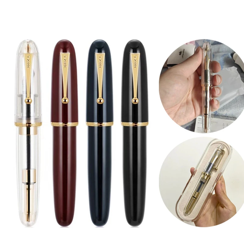 Luxury-JinHao-9019-Dadao-Fountain-Pen-Acrylic-Transparent-Spin-Pen-40MM-Nib-Stationery-Office ...