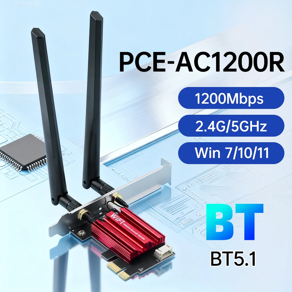 AC1200 RTL8822CE 1200M PCIe WiFi Card Bluetooth 5.1 Dual Band 2.4G 5GHz ...