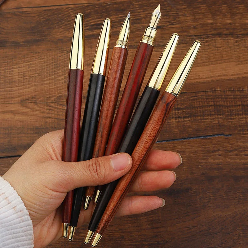 Retro-Simple-Sandalwood-Wooden-Fountain-Pens-Office-Signature-Pens ...