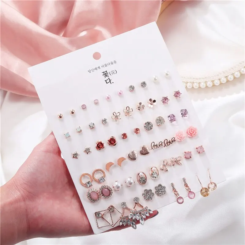 30Pairs-lot-Trendy-Exquisite-Stud-Earrings-Set-For-Women-Lady-Geometric ...