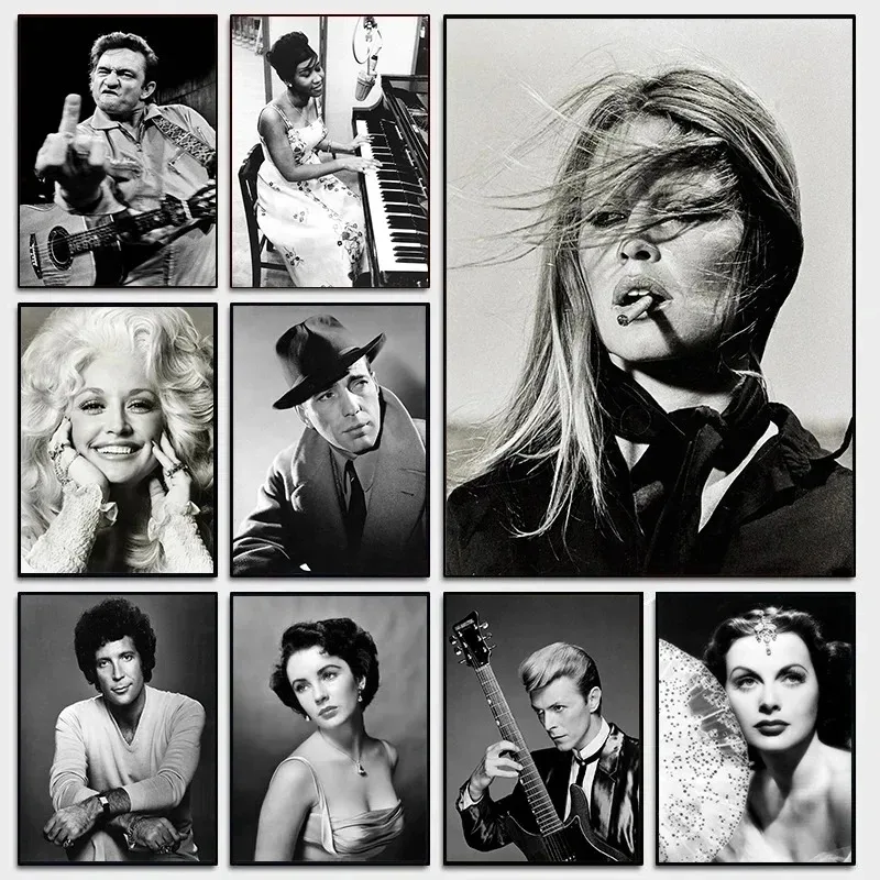 Vintage-70s-Movie-Star-Brigit-Bardot-Smoking-Dolly-Parton-Portrait-Poster-Canvas-Painting-Wall ...