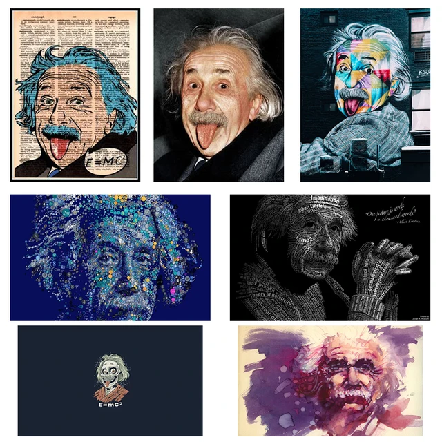 Fun Portrait Artworks of Albert Einstein Printed on Canvas – CanvasPaintArt