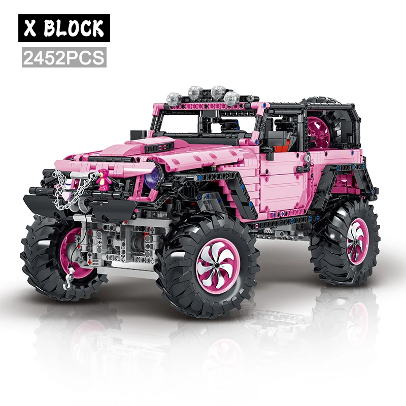 Technical-Pink-Off-road-Vehicle-Building-Block-Bricks-Static-Model-MOC ...