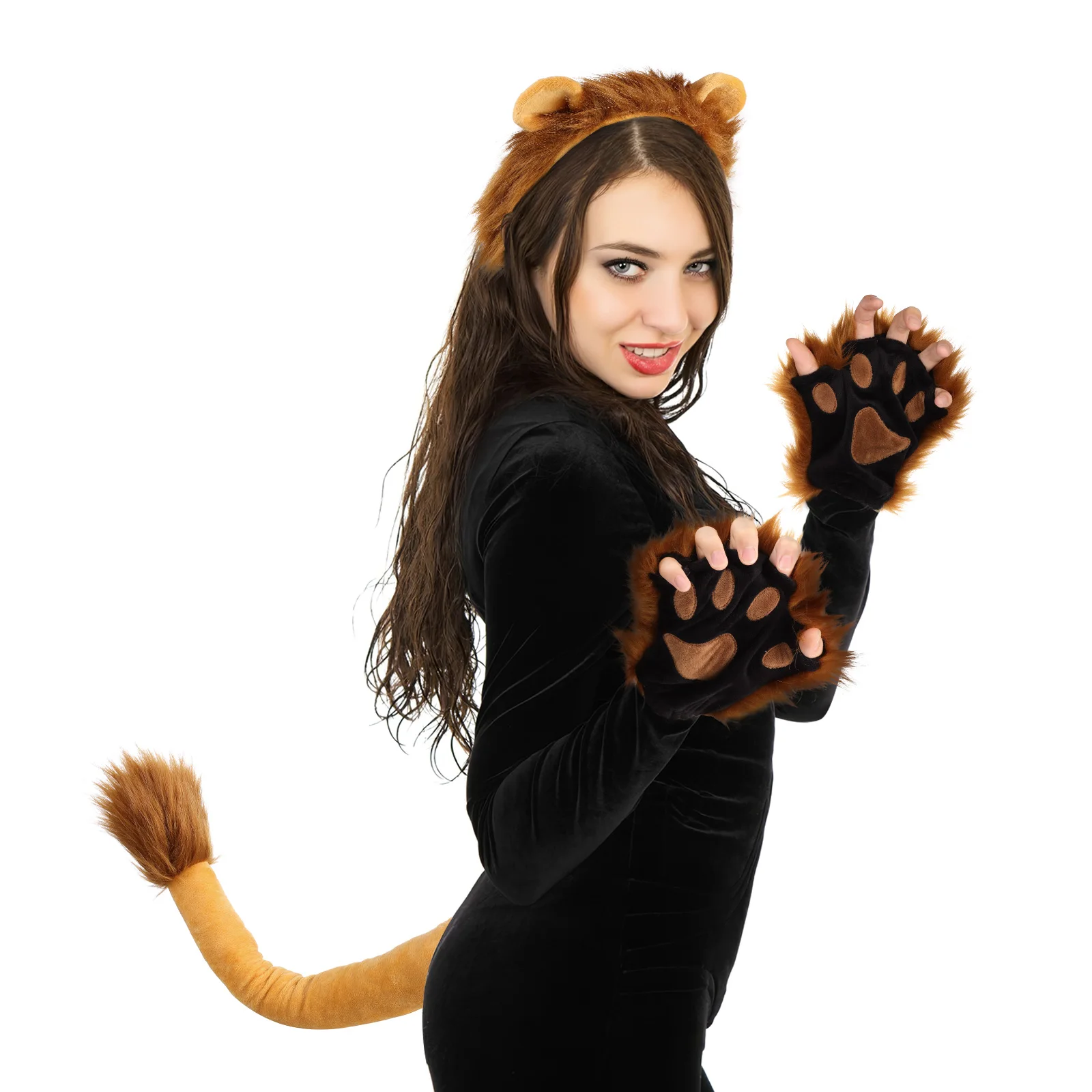Diadema con orejas de león, guantes, conjunto de cola, disfraz de León ...