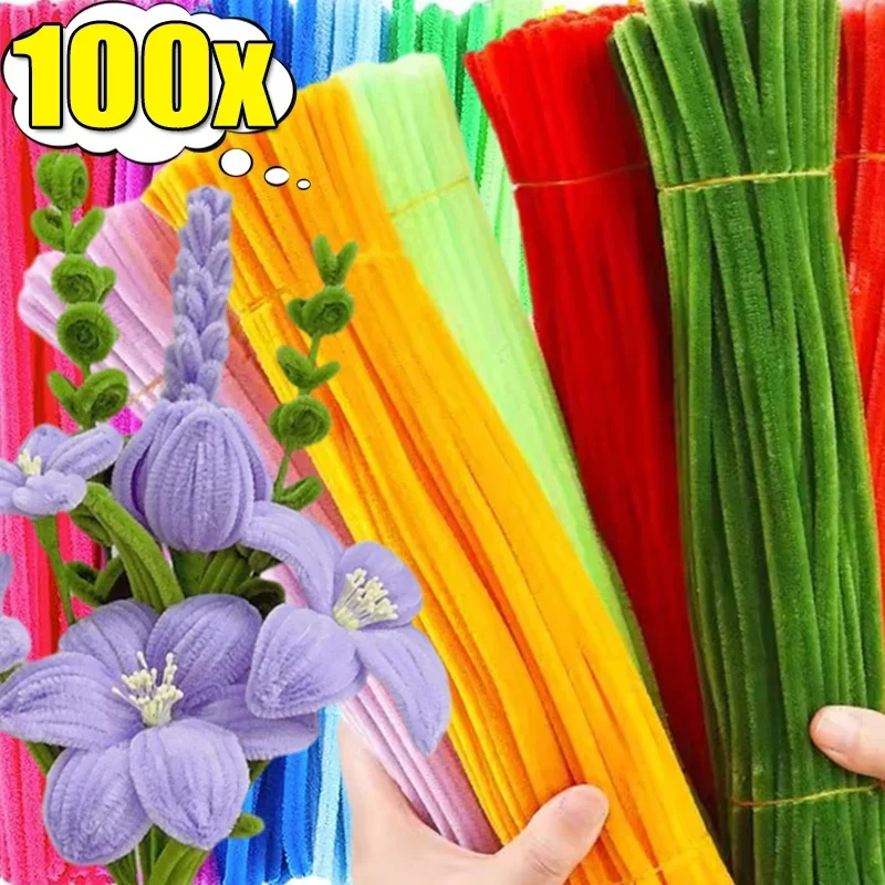 100-10Pcs-Colorful-Plush-Chenille-Sticks-Pipe-Cleaners-Bending-Plush ...