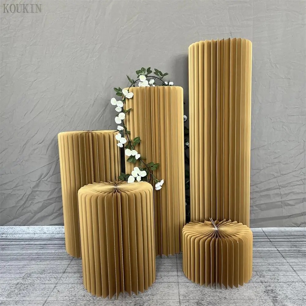 Cylinder Column Holder Wedding Dessert Table Cake Gold Flower Crafts ...