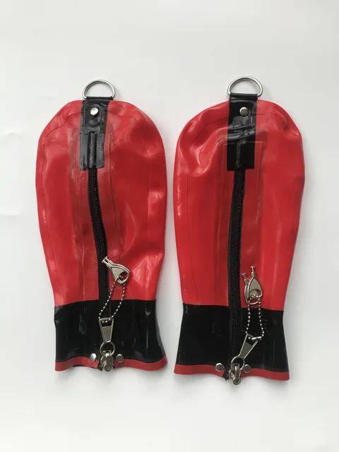 Latex Fetish Hand Made Bondage Boxing Gloves Mittens Tight Ring