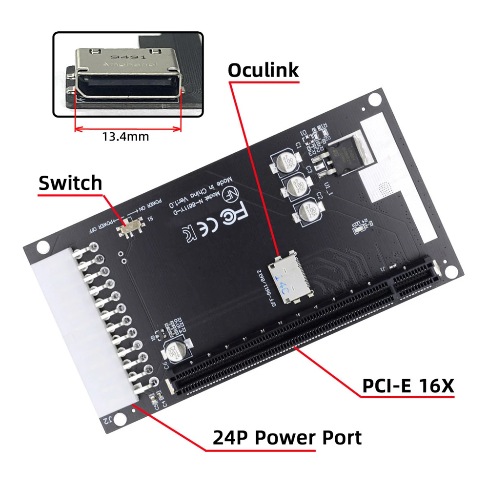 Jimie Oculink SFF 8612 to PCIE X16 PCI Express Adapter with ATX 24Pin ...