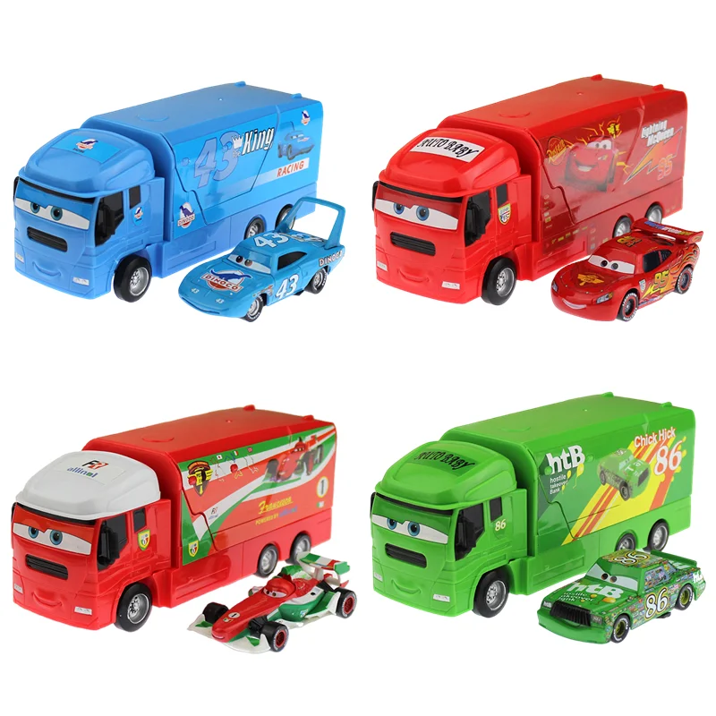 Disney-Pixar-Cars-Truck-With-Car-Lightning-McQueen-Alloy-Metal-Model ...