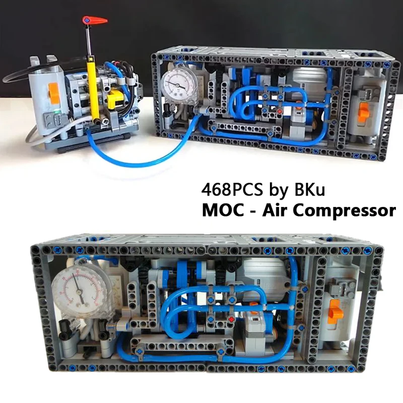 NEW-469Pcs-Pneumatics-Series-Set-Building-Block-Air-Compressor-Display ...