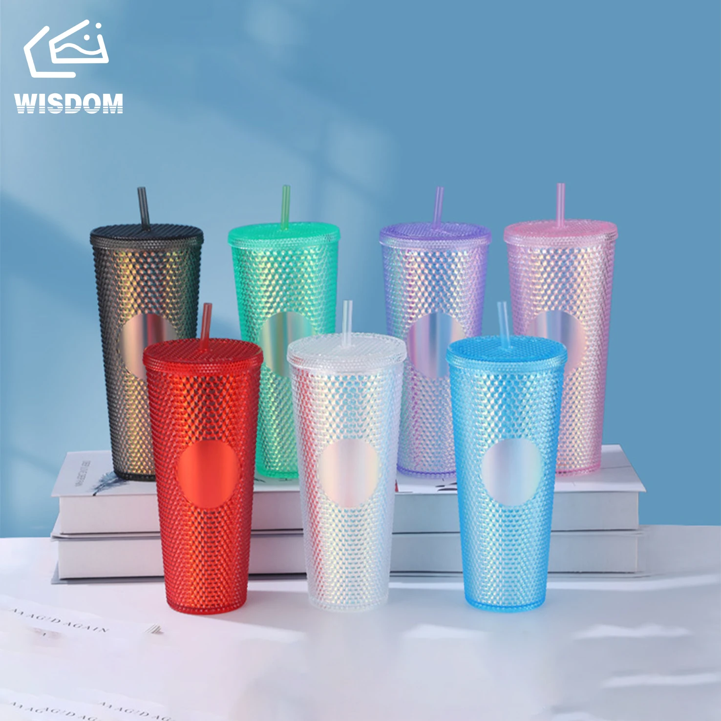 710ml-Gradient-Plastic-Cup-With-Lid-And-Straw-Large-Capacity-Coffee ...