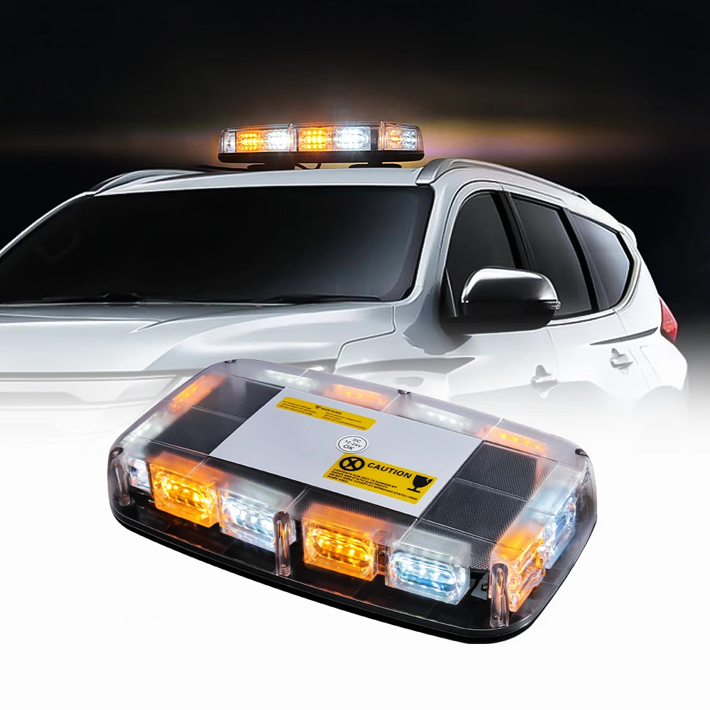 48-LED-Car-Roof-Top-Yellow-White-Strobe-Light-Emergency-Safety-Lamp-12V ...