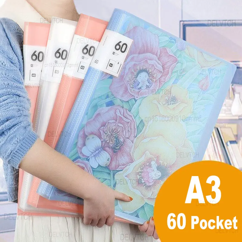 60Pocket-A4-A3-File-Folder-Picture-Album-Document-Storage-Bag-Display ...