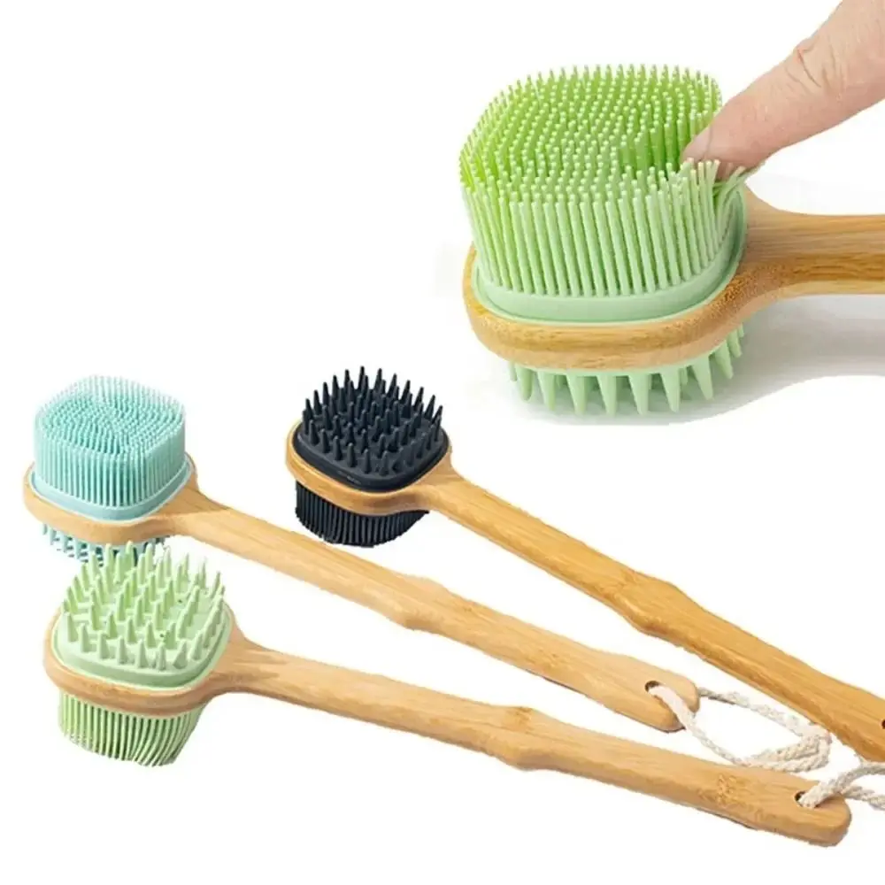 Silicone-Long-Handle-Bath-Brush-Body-Shower-Scrubber-Back-Multifunction ...