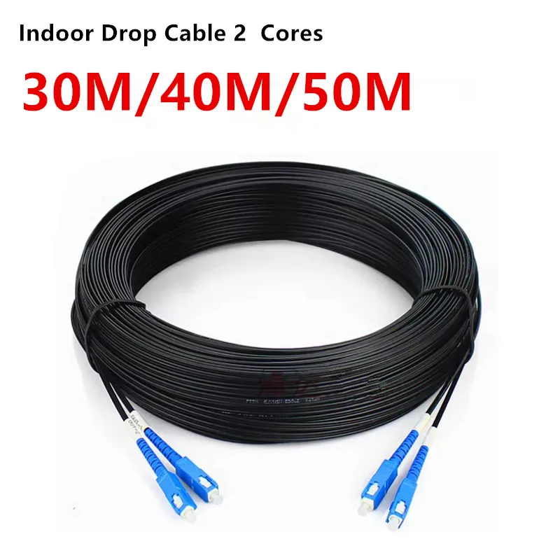 Optical Fiber Indoor Drop Cable, 2 Core, 2 Steel Wire, Patch Cord, SC ...