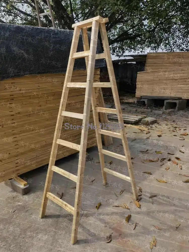 Wooden-ladder-double-side-herringbone-ladder-solid-wood-electrician ...