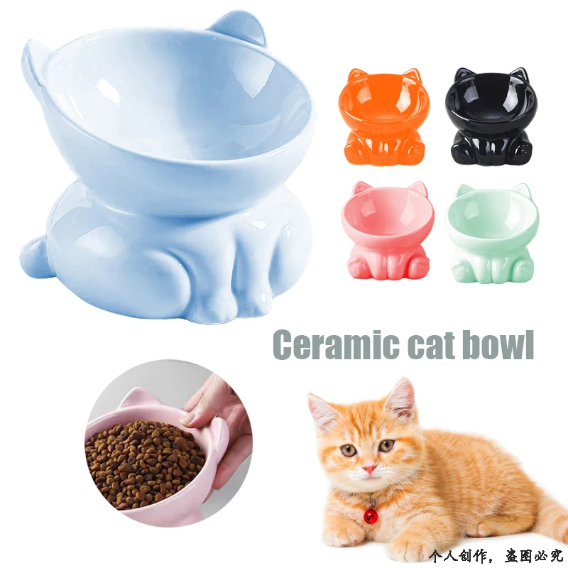 1pcs-Cat-Ceramic-Bowl-Raised-Pet-Drinking-Eating-Food-Cat-Drinking-Bowl ...