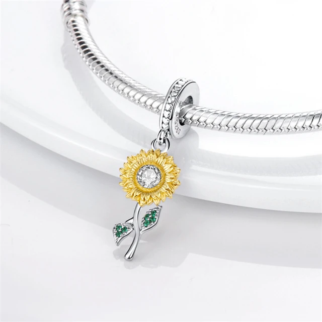 925 Silver Plated Gold Color Sunflower And Cat Cute Pendant, 55% OFF