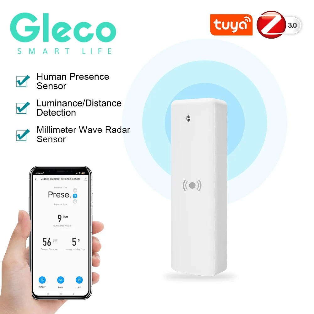 Gleco Sensor de presencia humana Zigbee, Detector de presencia Tuya ...