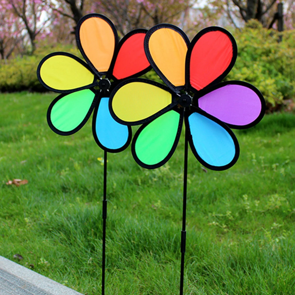 1-10Pcs-Colorful-Rainbow-Windmill-Dazy-Flower-Spinner-Wind-Windmill ...