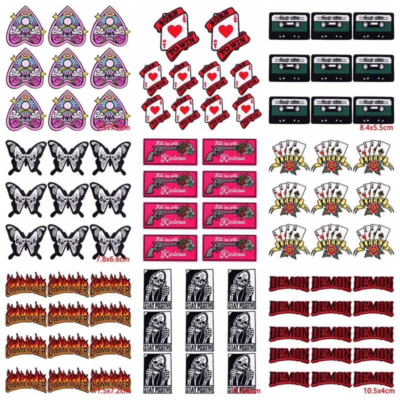 10PCS Wholesale Punk Embroidered Patch Iron On Patches For Clothing ...