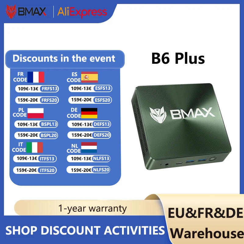 BMAX B6 Plus Mini PC Intel Core i3-1000NG4 hasta 3,2 GHz, 12 GB LPDDR4 ...