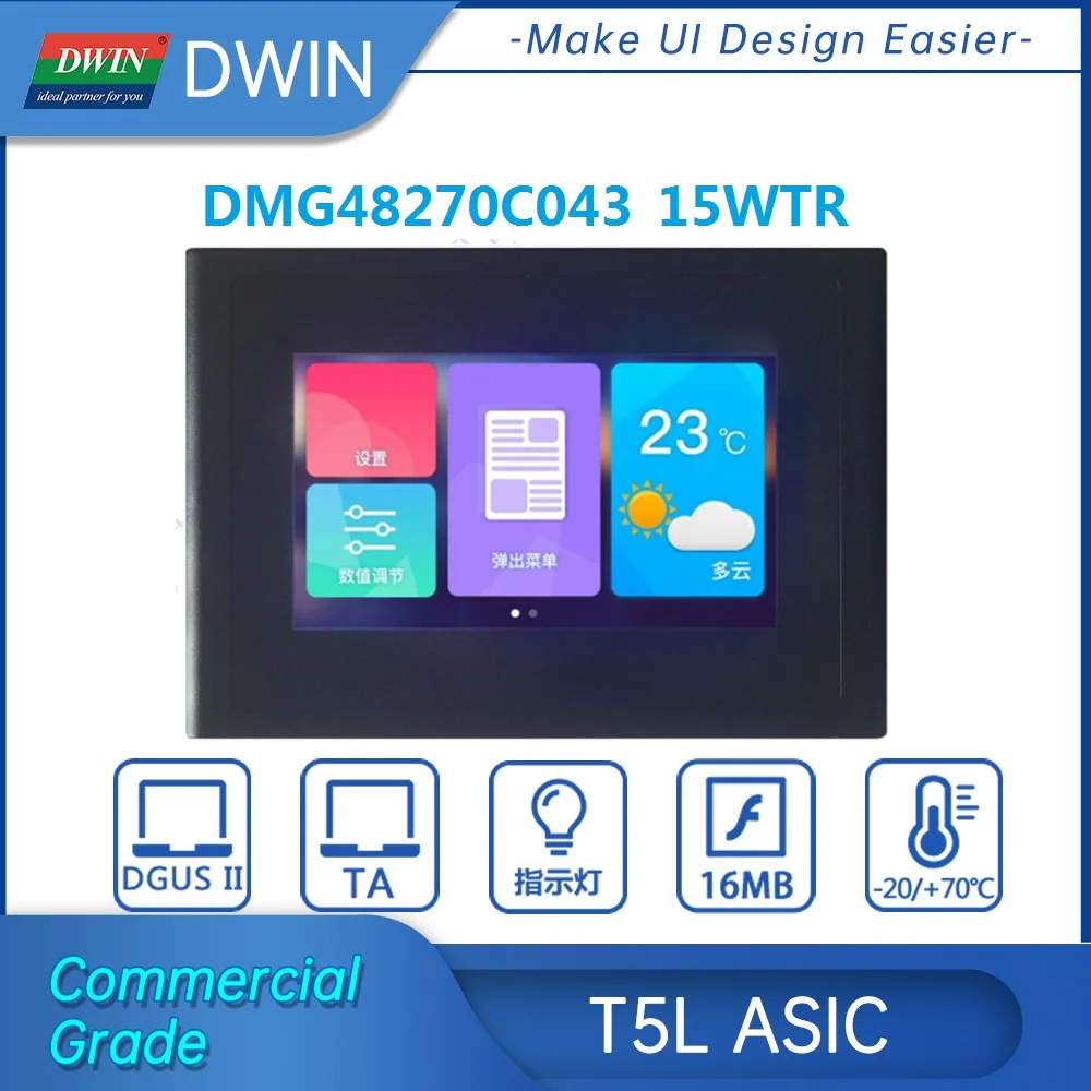 Dwin 4.3 Inch 480*272 Resolution 262k Colors Tv-tn-tft-lcd Resistive Touch Screen With Shell Hmi ...