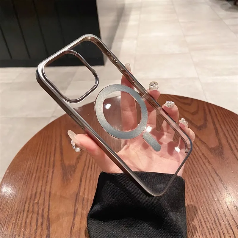 Official-natural-titanium-clear-magnetic-phone-case-for-iPhone-14-15-13 ...