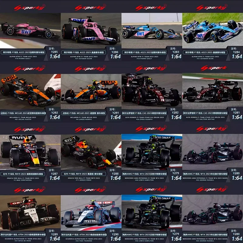 사전판매 스파크 1:64 F1 2023 MB Petronas /Alfa Romeo /BWT 알파인/맥라렌 MCL60 F1 다이 캐스트 자동차 모델 컬렉션 미니어처 ...