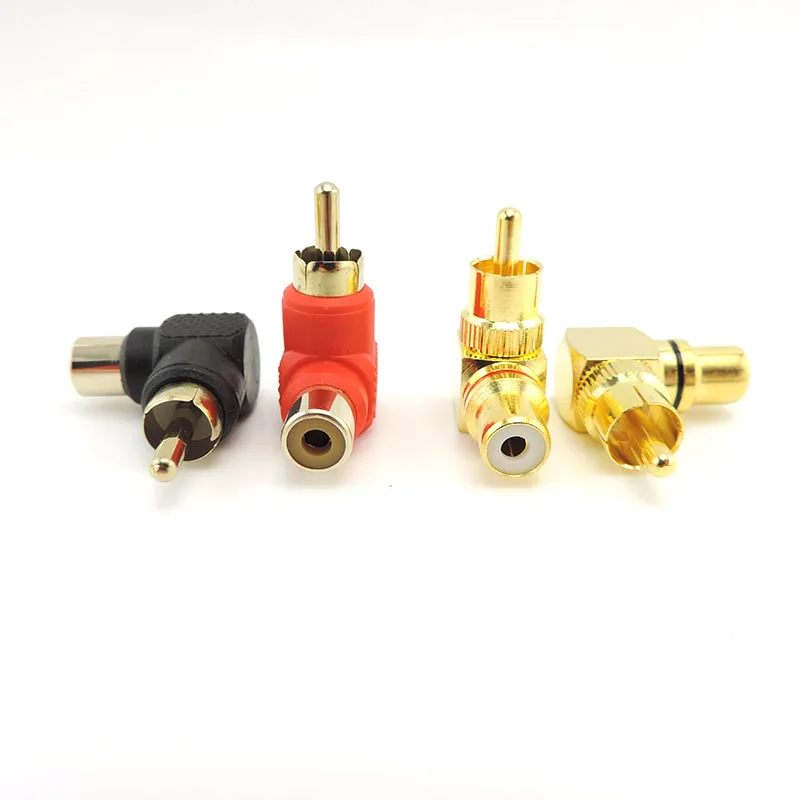 90 Degree RCA Connector Male To Female M/F Right Angle Plug Adapters L ...
