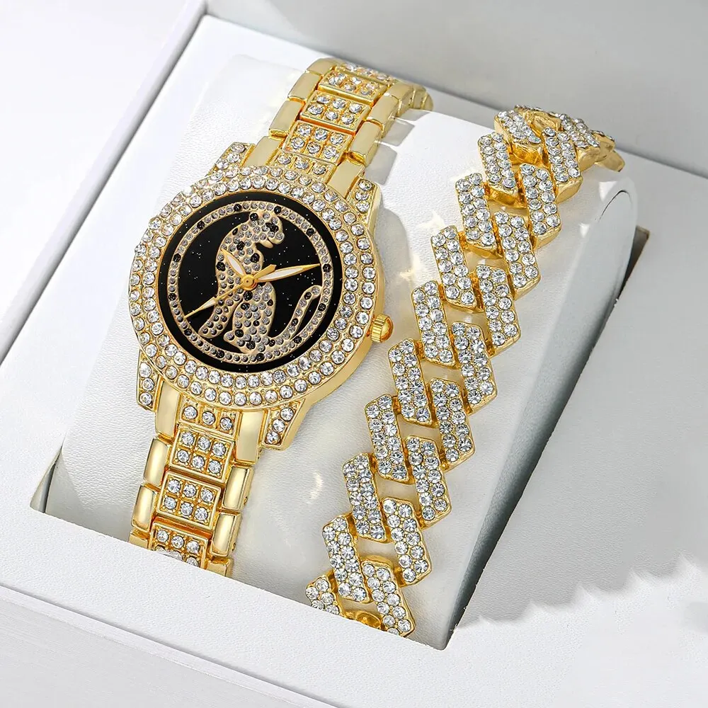2PCS-Set-Women-Luxury-Casual-Fashion-Quartz-Watch-Rhinestone-Bracelet ...