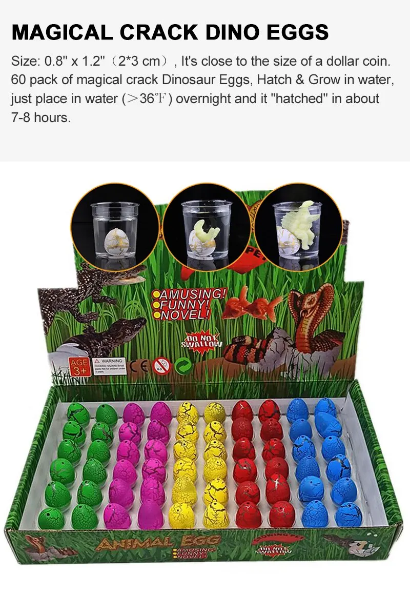 Walalla 60 db-os dinoszaurusz tojás készlet, gumi, 3 év+, többszínű ...