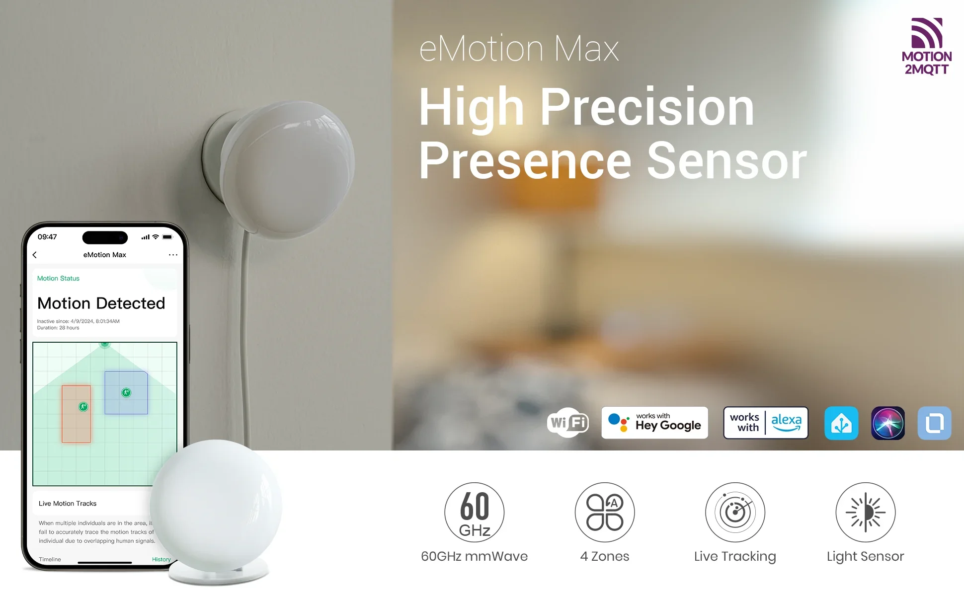LinknLink 60 GHz mmWave Radar WiFi Smart Presence Sensor, eMotion Max ...