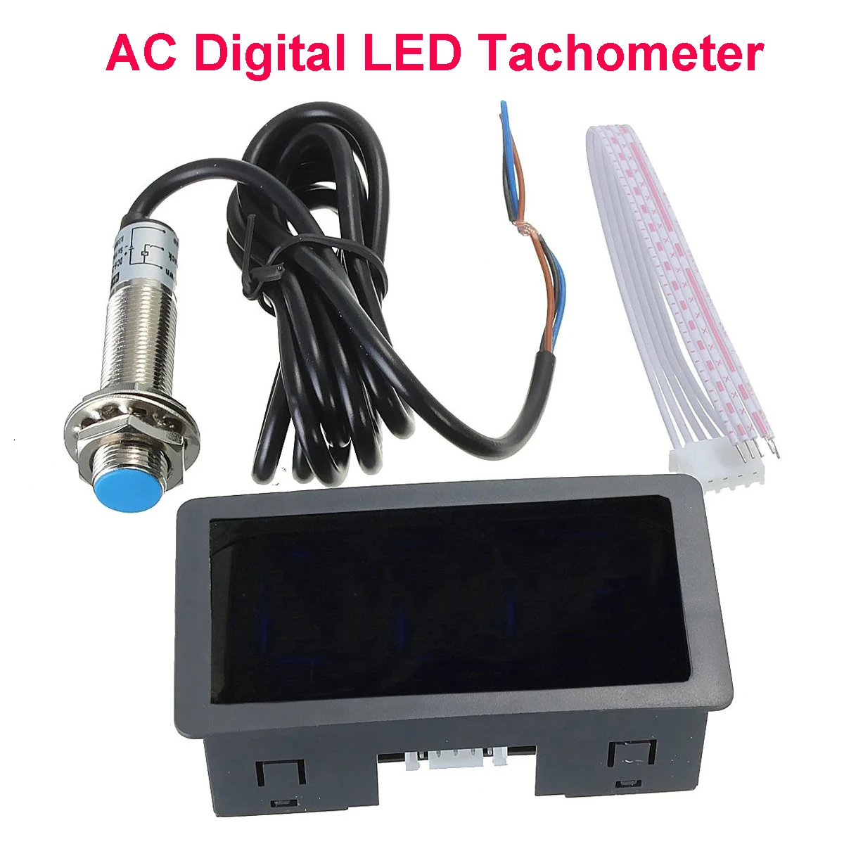 AC-4Bit-Digital-LED-Tachometer-Hall-Proximity-Switch-Sensor-RPM-Speed ...