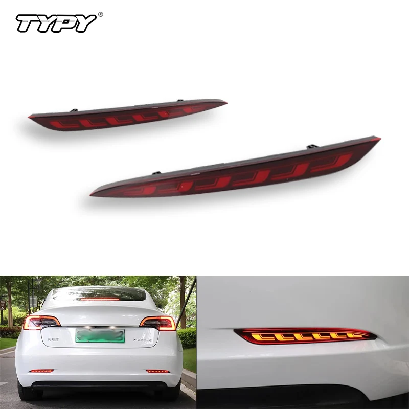 2PCS For Tesla Model 3 2016-2023 Model Y 2017-2023 Rear Fog Lamp Brake ...