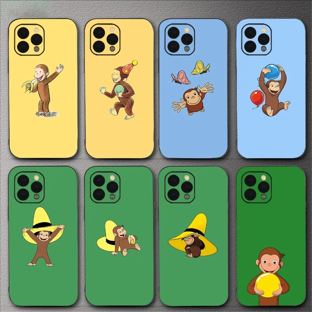 Curious-George-Monkey-Phone-Case-For-iPhone-Mini-11-12-13-14-15-Pro-XS ...